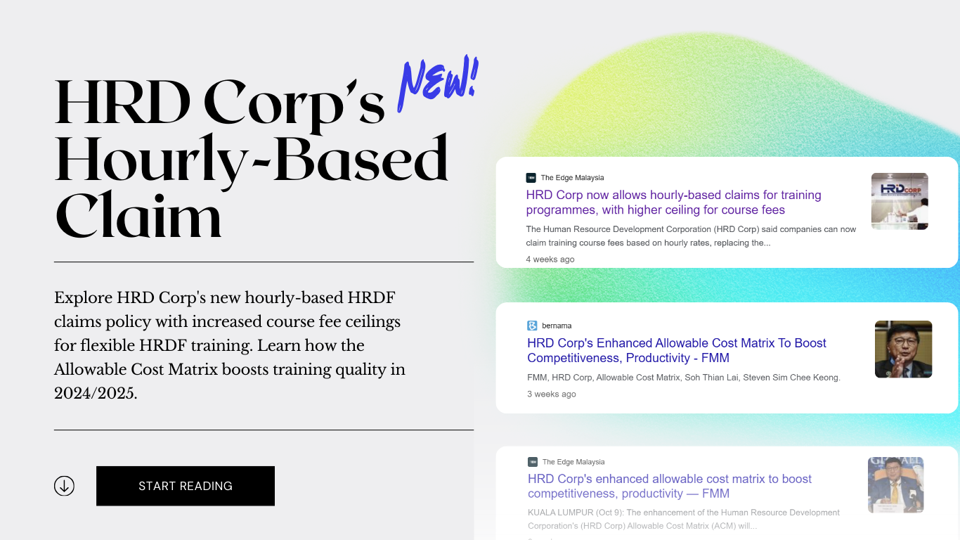 New Hourly-Based HRDF Claim & Allowable Cost Matrix in 2024/2025 | HRF Corp - OE Academy